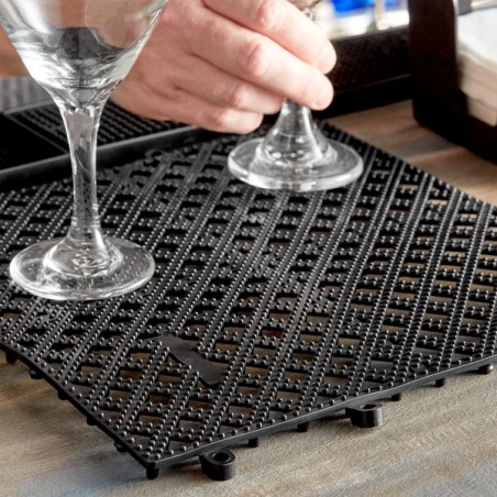Black Interlocking Bar Mat, (12"/31cmx12"/31cm)